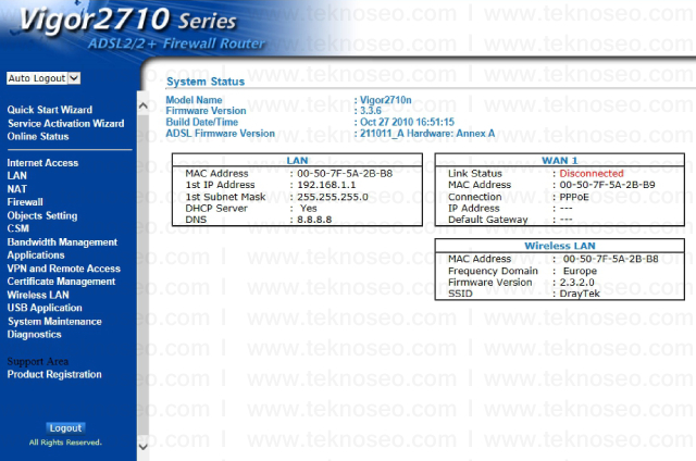 Draytek Vigor 2710N Modem Kurulumu | TeknoSeo